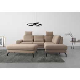 Sit & More sit&more Ecksofa &raquo;Cinturo L-Form&laquo; inklusive Sitztiefenverstellung und Federkern, Sitzh&ouml;he 48 cm grau B/H/T: 260cm x 91cm x 226cm, Soft clean, Ottomane