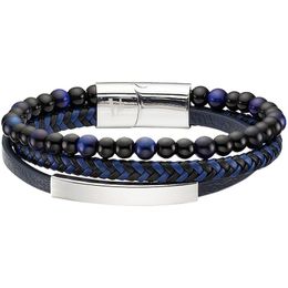 Bruno Banani Lederarmband &raquo;Schmuck&laquo; mit Tigerauge (synth.) schwarz 21cm, Edelstahl Leder