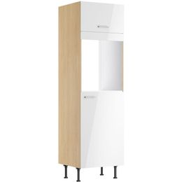 KOCHSTATION Backofen/K&uuml;hlumbauschrank &raquo;KS-Lucy&laquo; Breite 60 cm, mit 1 T&uuml;r, 1 Klappe, Soft-Close, h&ouml;henverstellbare F&uuml;&szlig;e Eiche hell, B/H/T: 60cm x 