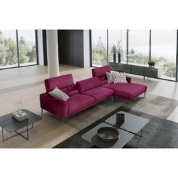 Egoitaliano Ecksofa &raquo;Masu, Design trifft sensationellen Sitzkomfort, Breite 277cm, L-Form&laquo; inkl. 2 Kissenrollen, R&uuml;ckenelemente manuell verstellbar, Metallf&uuml;&szlig;e 