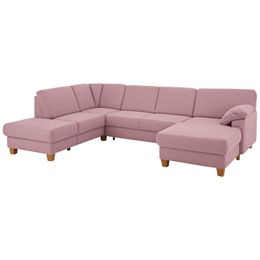 Home Affaire Wohnlandschaft &raquo;Belfort U-Form&laquo; mit Federkern, wahlweise mit Schlaffunktion und Stauraum rosa Luxus-Microfaser Vintageoptik(100% 