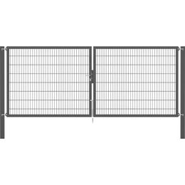 Alberts Zaundoppelt&uuml;r &raquo;Flexo Plus&laquo; anthrazit, verschiedene Abmessungen grau Stahl B/H: 400cm x 160cm