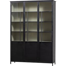 Woood Vitrine &raquo;Exhibit Metall pulverbeschichtet mit Glast&uuml;ren H 200 x B 140 x D 42 cm&laquo; Tragkraft 20 kg pro Boden, einfach zu montierbar, pfleigleicht 