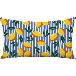 queence Dekokissen &raquo;Zitronen Blau gestreift&laquo; Premium Outdoor Kissenbezug; Format: 60x40 cm bunt Polyester B/L: 60cm x 40cm, 1 Stk.