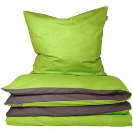 Schiesser Wendebettw&auml;sche &raquo;Doubleface aus weicher Baumwolle mit edlem Melangeeffekt&laquo; 2 Stk. ab Gr&ouml;&szlig;e 135x200 cm erh&auml;ltlich, Made in Green gr&uuml;n Renforc&eacute;, 