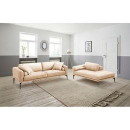 Egoitaliano Polstergarnitur &raquo;Masu, Design trifft sensationellen Sitzkomfort&laquo; Set besteht aus 2,5-Sitzer, freistehende Ottomane und 3 Rollkissen beige Leder &raquo;BULL&laquo;