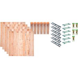 TETZNER & JENTZSCH Bohlenzaun &raquo;Lincoln 3&laquo; 5 Elemente, LxH: 954x180 cm beige Holzwerkstoff H/L: 180cm x 9,54m, Pfosten: 6 Stk.
