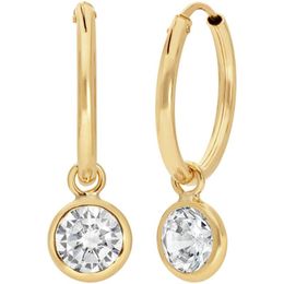Firetti Damen Paar Creolen &raquo;Schmuck Geschenk Gold 375 Ohrschmuck Ohrringe Solit&auml;r&laquo; mit Zirkonia (synth.) - Einh&auml;nger abnehmbar gold 12mm, Gelbgold 375
