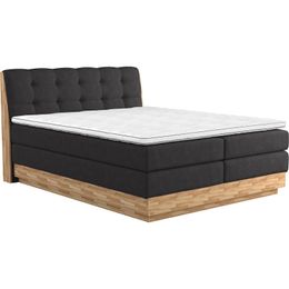 Home Affaire Boxspringbett &raquo;Naome&laquo; Boxspringbett, Inklusive Topper beige 100% Polyester Struktur soft, Liegefl&auml;che B/L: 200cm x 200cm, Gewicht bis: 