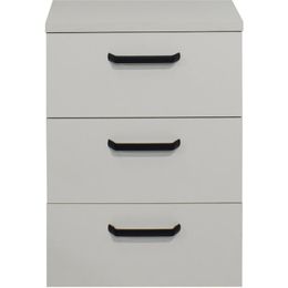 M&auml;usbacher Mehrzweckschrank grau Holzwerkstoff Kreidegraumatt lack, B/H/T: 50cm x 73cm x 35cm, Schubladen: 3 Stk., Basisausf&uuml;hrung