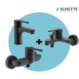 Sch&uuml;tte Badarmatur &raquo;3-teilige Serie DENVER&laquo; Set, ger&auml;uscharm, Marken-Mischd&uuml;se schwarz Einheitsgr&ouml;&szlig;e Badarmatur