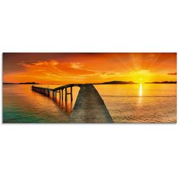 Artland Glasbild &raquo;Sonnenaufgang &uuml;ber dem Meer&laquo; Gew&auml;sser 1 Stk. tlg. in verschiedenen Gr&ouml;&szlig;en orange B/H/T: 125cm x 50cm, Glasbild Gew&auml;sser, 1 Stk.
