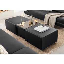 W.Schillig Hocker &raquo;taboo&laquo; ausziehbar, inklusive Zwischenablage, mit Kontrastnaht schwarz Longlife Xtra-Leder Z59: Glattleder mit modischer Pr&auml;gung. 