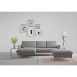 Sit & More sit&more Ecksofa &raquo;Fashion L-Form&laquo; wahlweise mit Kopfteilverstellung, Vorziehsitz, motorisch, Nickelf&uuml;&szlig;e grau B/H/T: 253cm x 84cm x 165cm, Luxus-