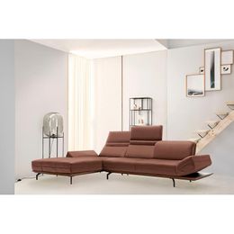 Creation BY ROLF BENZ Ecksofa &raquo;CR.420, Designecksofa, L-Form&laquo; in 2 Qualit&auml;ten, Holzrahmen in Eiche Natur oder Nu&szlig;baum, Breite 293 cm braun Flachgewebe