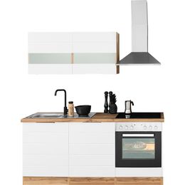 KOCHSTATION K&uuml;chenzeile &raquo;KS-Luhe&laquo; 180 cm breit, wahlweise mit oder ohne E-Ger&auml;ten, gefr&auml;ste MDF-Fronten wei&szlig; B/H/T: 180cm x 60cm, ohne E-Ger&auml;te