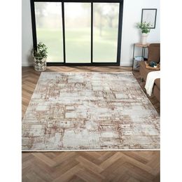 MyFlair Teppich &raquo;Esme 2&laquo; rechteckig 8 mm H&ouml;he Kurzflor, Vintage Look, mit Fransen, besonders weich durch Microfaser orange Polyester B : 160cm 1 Stk., 8mm, L:
