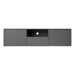 TV-Board &raquo;Mistral Fernsehschrank, Medienm&ouml;bel, H&auml;ngend&laquo; T&uuml;ren mit Akustikstoff, Schublade, Lowboard, B: 161,5 cm grau Holzwerkstoff, MDF, Massivholz B