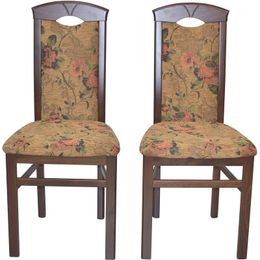 HOFMANN LIVING AND MORE Esszimmerstuhl (Set) 2 Stk. braun Polyester B/H/T: 45cm x 95cm x 49cm, 2 Stk., Polyester Webstoff gemustert