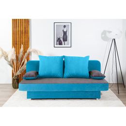 Collection AB Schlafsofa &raquo;Ulla, B: 186 cm, Liegel. 142x186 cm&laquo; Schlaffunktion, Bettkasten & 2 Wende-R&uuml;ckenkissen blau Primabelle -Microfaser (100% 