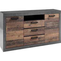 Home Affaire Sideboard &raquo;BROOKLYN&laquo; Breite ca. 153 cm grau Holzwerkstoff B/H/T: 153cm x 88cm x 43cm, 3 Stk., 2 Stk.
