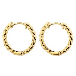Firetti Damen Paar Creolen &raquo;Schmuck Geschenk Silber 925 Ohrschmuck Ohrringe gedrehte Optik&laquo; gold 16mm, Silber 925 (Sterlingsilber)