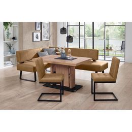K+w Komfort & Wohnen K+W Komfort & Wohnen Essgruppe &raquo;Spider II&laquo; 4 Stk. tlg. langer Schenkel wahweise in 2 Breiten, 2 Freischwinger, 1 Tisch braun B/H/T: 165cm x 88cm x 