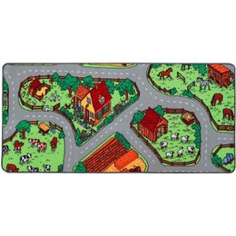 PRIMAflor-Ideen in Textil Kinderteppich &raquo;Spielteppich BAUERNHOF, Made in Belgium&laquo; rechteckig 5 mm H&ouml;he Stra&szlig;en-Teppich, Kinderzimmer grau Polyamid B :