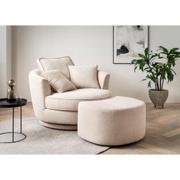 Home Affaire Drehsessel &raquo;MAISIE Webvelours, Love Seat XXL Lese-Sessel, Big-Sessel mit Hocker,&laquo; 2 Stk. tlg. Set in MEGA CORD und Web-Velours, drehbar 