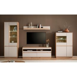 Home Affaire Wohnwand &raquo;Sonora, moderne Anbauwand, Komplettset in Kaschmir/Eiche&laquo; Komplett-Set, 4 Stk. tlg. beige Holzwerkstoff B/H/T: 342cmcm x 