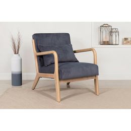 ByLiving Sessel &raquo;NOHR&laquo; Grob-Cord, Gestell Massivholz Rubberwood, Separates Zierkissen grau Cord, B/H/T: 65cm x 81cm x 76cm
