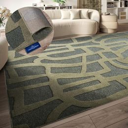 Villeroy & Boch Teppich &raquo;Therese&laquo; rechteckig 5,5 mm H&ouml;he Wohnzimmer, Schlafzimmer, Modern, Hoch-Tief Effekt, Flur gr&uuml;n Polyester B : 160cm 1 Stk., 5,5mm, L: 230cm