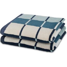 Ross Handt&uuml;cher &raquo;Three Stars 9042&laquo; 100% Baumwolle, made in Germany blau Frottier, Frottier B/L: 50cmx100cm, 2 Stk., Karo Streifen, 2 Handt&uuml;cher, 