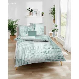 Kaeppel Bettw&auml;sche &raquo;Supreme&laquo; 3 Stk. mit graphischem Print gr&uuml;n Mako-Satin, Obermaterial: 100% Baumwolle B/L: 200cm x 200cm, 1 Stk., 2 Stk., Mako-Satin, B/L: 