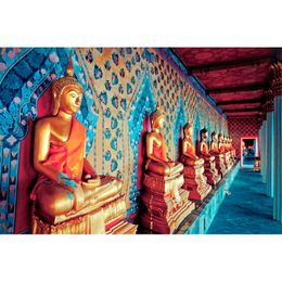 papermoon Fototapete &raquo;Golden Statues of Buddha&laquo; glatt bunt Vlies B/L: 5m x 2,8m, Bahnen: 10 Stk.