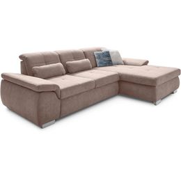 Die PlanBar Ecksofa &raquo;MP-IN16037 L-Form, Breite 289 cm, mit Kaltschaum-Polsterung&laquo; mit Sitztiefenverstellung & Zierkissen lila 100% Polyester B/H/T: 