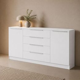 borchardt M&ouml;bel borchardt M&ouml;bel Kommode &raquo;Oliva, Kommode mit Metallgriffen&laquo; Modernes Sideboard mit 2 T&uuml;ren und 4 Schubk&auml;sten, Breite 166 cm wei&szlig; Holzwerkstoff B/H/T: 