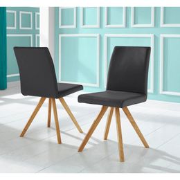 Home Affaire Schalenstuhl &raquo;Rio&laquo; (Set) 2 Stk.Bezug in Kunstleder oder Strukturstoff und das Gestell ist Eiche ge&ouml;lt schwarz Kunstleder B/H/T: 46cm x 