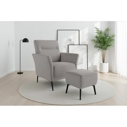 Sit & More sit&more Sessel &raquo;Talvi&laquo; 2 Stk. tlg. 2-teiliges Set- Sessel mit Hocker grau 95% POLYESTER, 5% POLYAMID Flachgewebe LINO, Sesselmit Hocker, B/H/T: 76cm 