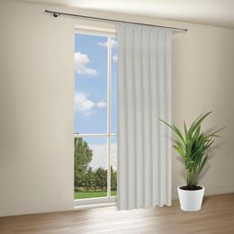GERSTER Gardine &raquo;Kari&laquo; Kr&auml;uselband 1 Stk. tlg. Fertiggardine "Kari" grau Wirkware, Polyester 245cm, Kr&auml;uselband, 135cm