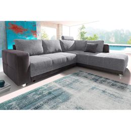 Jockenh&ouml;fer Ecksofa &raquo;Orlando L-Form, B: 257 cm&laquo; mit Schlaffunktion, Bettkasten, Zierkissen & Kopfst&uuml;tzen schwarz Softlux -Kunstleder, im Korpus;Farbe greige: 