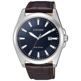 Citizen Damen Solaruhr Armbanduhr, Herrenuhr, Datum, Saphirglas, Lederarmband braun Einheitsgr&ouml;&szlig;e