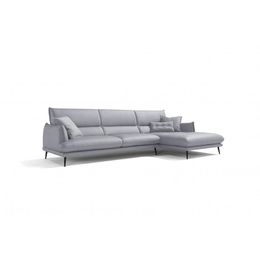 Egoitaliano Ecksofa &raquo;FUNNY, hochwertiges & aktuelles Design, bequeme R&uuml;ckenlehne, L-Form&laquo; hochwertiger Sitzkomfort, L-Form grau Leder B/H/T: 265cm x 90cm x 225cm,