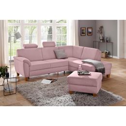 OTTO home Ecksofa &raquo;Alta L-Form&laquo; mit Federkern und Kontrastnaht, F&uuml;&szlig;e Buche eichefarben rosa Struktur ( 100% Polyester);Struktur fein ( 100% Polyester)