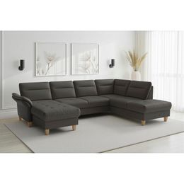 Sit & More sit&more Wohnlandschaft &raquo;Pamela, U-Form, B: 292 cm, Leder&laquo; B/H/T: 292cm x 90cm x 212cm, NaturLEDER , Ottomane rechts, ohne Bett,ohne Bettkasten,ohne 