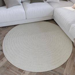 Wecon Home Wollteppich &raquo;Hamptons NINETEEN&laquo; rund 15 mm H&ouml;he Schurwolle, Kurzflor, Wohnzimmer, Schlafzimmer, elegant, Kreis-Muster beige Schurwolle &Oslash; 