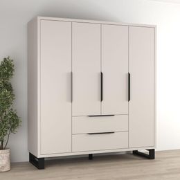 Home Affaire Dreht&uuml;renschrank &raquo;Bronne,Breite 191 cm, Kleiderschrank inclusive Innenausstattung&laquo; Kleiderschrank, 2 Schubk&auml;sten, Metallgriffe, Garderobe