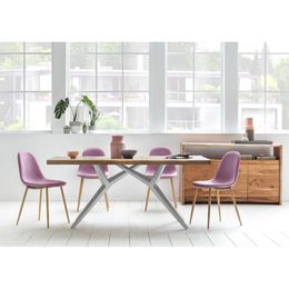 Sit Esstisch &raquo;Tampa mit Baumkante & extravagantem Metallgestell im Design-Mix&laquo; mit elegantem Metallgestell, Shabby Chic, Vintage gelb B/H/T: 240cm, 