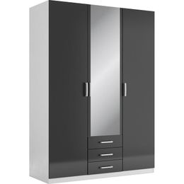 Priess Kleiderschrank &raquo;Amsterdam, viel Stauraum durch viele Schubk&auml;sten, Spiegelt&uuml;ren&laquo; Optional mit LED-Beleuchtung, Made in Germany schwarz-wei&szlig; 