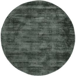 CarpetFine Teppich &raquo;Ava Viskoseteppich&laquo; rund 13 mm H&ouml;he Seidenoptik, leichter Glanz, Wohnzimmer gr&uuml;n Viskose &Oslash; 200cm 1 Stk., 13mm, &Oslash; 200cm